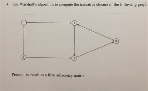 solved 4 use warshall s algorithm to compute the transitive