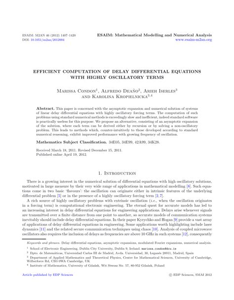 pdf efficient computation of delay differential equations with highly oscillatory terms
