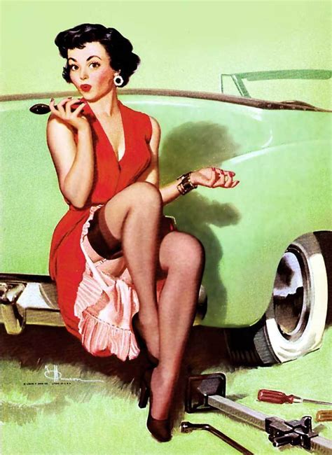 Vintage Pin Up Girl Car