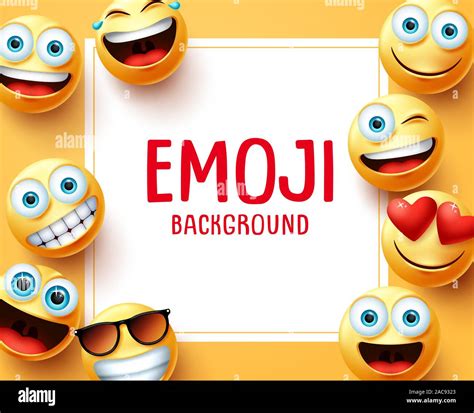 Emoji Emoticons Vector Background Template Emoji Background Text In White Space With Group Of