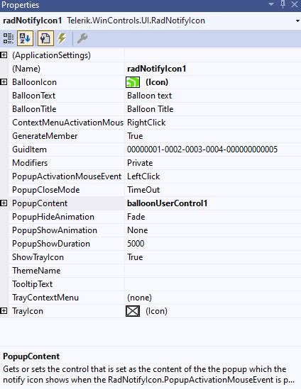 design time winforms notifyicon control telerik ui for winforms