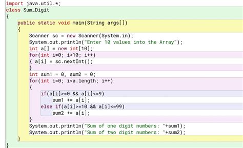Define A Class To Accept Values In Integer Array Of Size 10 Find Sum