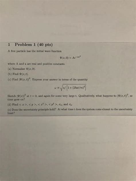 solved a free particle has the initial wave function