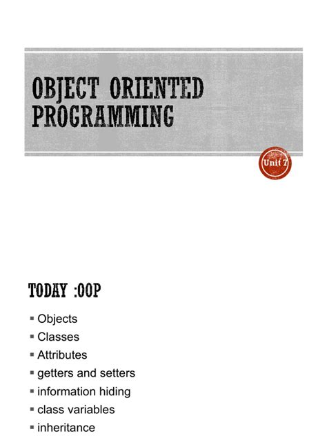 unit 7 pdf class computer programming inheritance object oriented programming