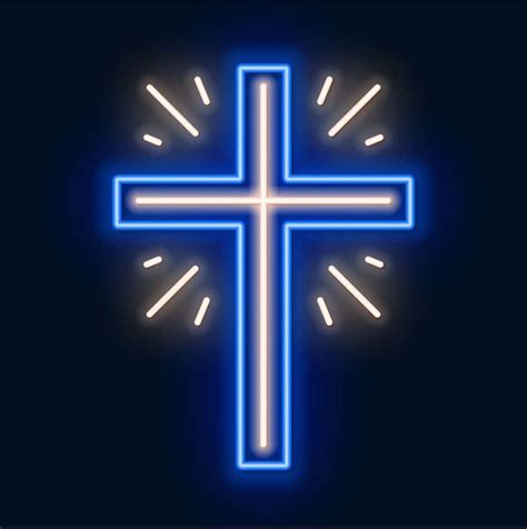 Download Neon Cross Neon Blue And White Wallpaper