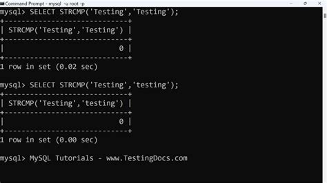 MySQL STRCMP Function TestingDocs