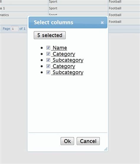 Jquery How To Change Column Name In Column Chooser Pop Up In Jqgrid