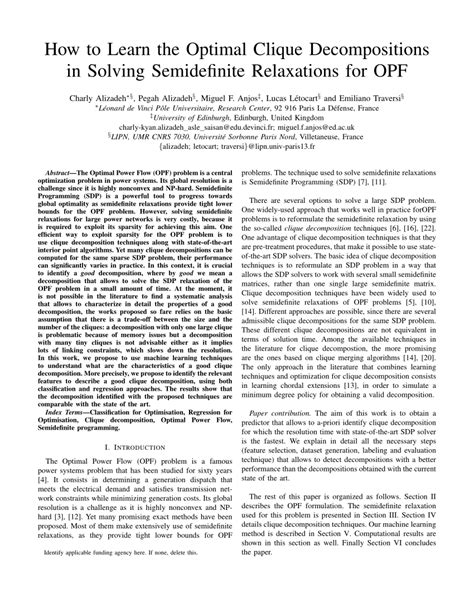 pdf how to learn the optimal clique decompositions in solving semidefinite relaxations for opf