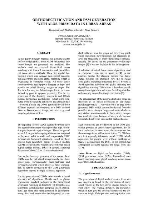 pdf orthorectification and dsm generation with alos prism data in urban areas
