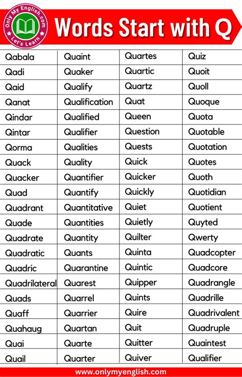 Q Words List