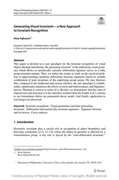 generating visual invariants −a new approach to invariant recognition request pdf
