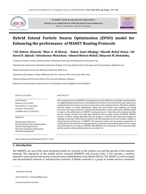 pdf hybrid extend particle swarm optimization epso model for enhancing the performance of