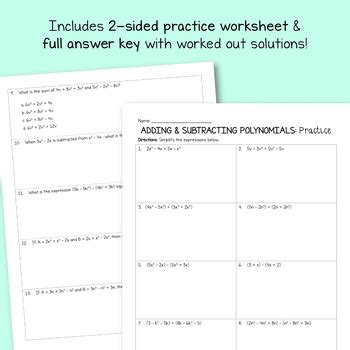 Adding And Subtracting Polynomials Differentiated Guided Notes And