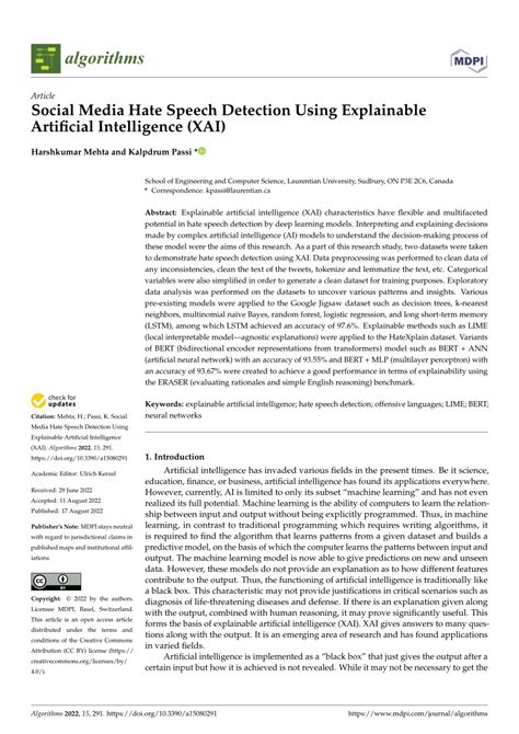 pdf social media hate speech detection using explainable artificial intelligence xai
