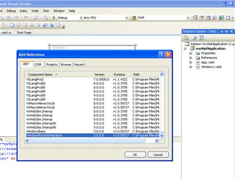 hosting a windows control in wpf application