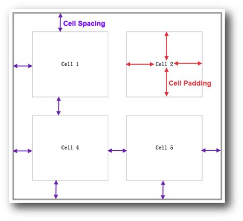 what the difference between cellpadding and cellspacing