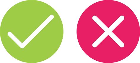 Cross And Check Mark Icons Vector In Red And Green Circles 21891151