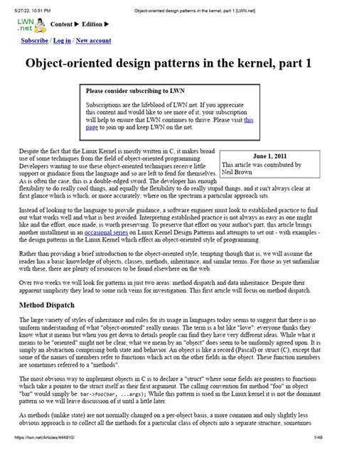 object oriented design patterns in the kernel part 1 lwn net pdf pointer computer