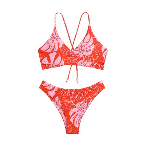 Xuapaodt Bikini Set Solid Color Bikini Sexy Strap Split Swimsuit Womens Multicolor Split