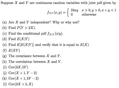 suppose x and y are continuous random variables with