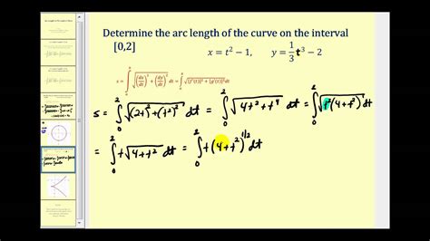 arc length using parametric equations youtube