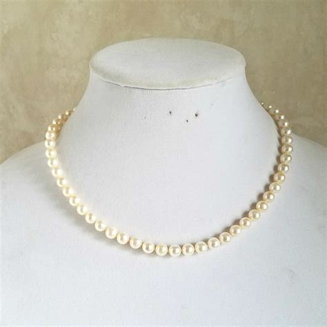 Pearl Necklace Real Cultured Pearl Necklace With 14kt Gold Clasp Vintage Pearl Necklace