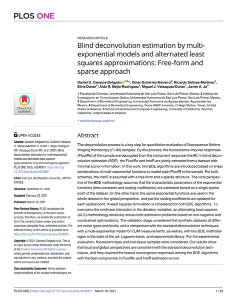 pdf blind deconvolution estimation by multi exponential models and alternated least squares
