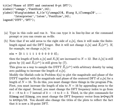 Solved 4 Consider The Following Matlab Code Which Plots The Chegg