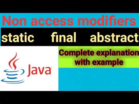 Non Access Modifiers In Java YouTube