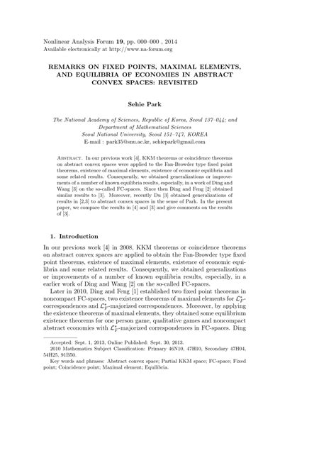 pdf remarks on fixed points maximal elements and equilibria of economies in abstract convex
