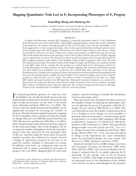 pdf mapping quantitative trait loci in f2 incorporating phenotypes of f3 progeny