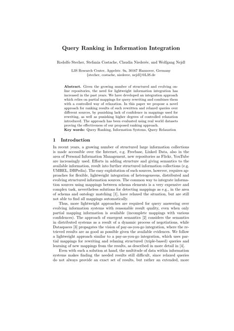 pdf query ranking in information integration