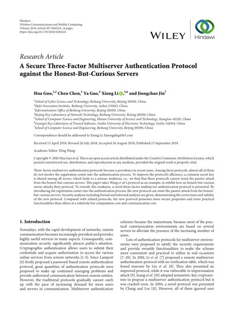 pdf a secure three factor multiserver authentication protocol against the honest but curious