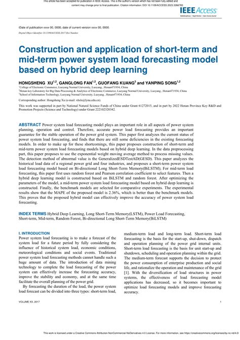 pdf construction and application of short term and mid term power system load forecasting