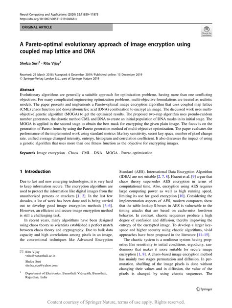 a pareto optimal evolutionary approach of image encryption using coupled map lattice and dna