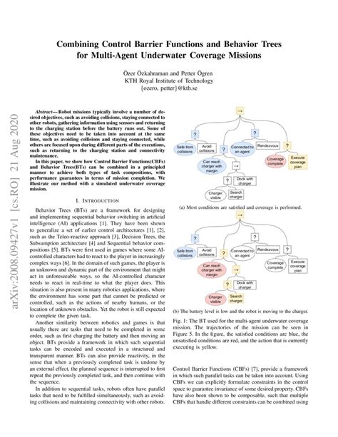 combining control barrier functions and behavior trees for multi agent underwater coverage