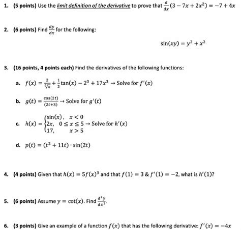 solved 1 5 points use the limit definition of the